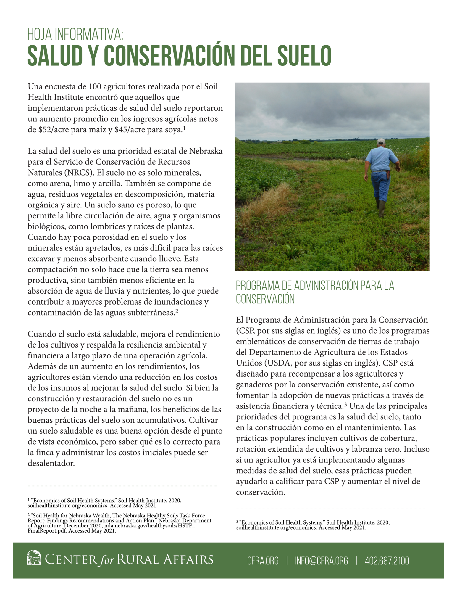 Hoja informativa: Salud y conservación del suelo | Center For Rural ...